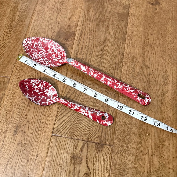 Dining | Red Swirl Enamelware Splatter Serving Spoon Set Of 2 ...